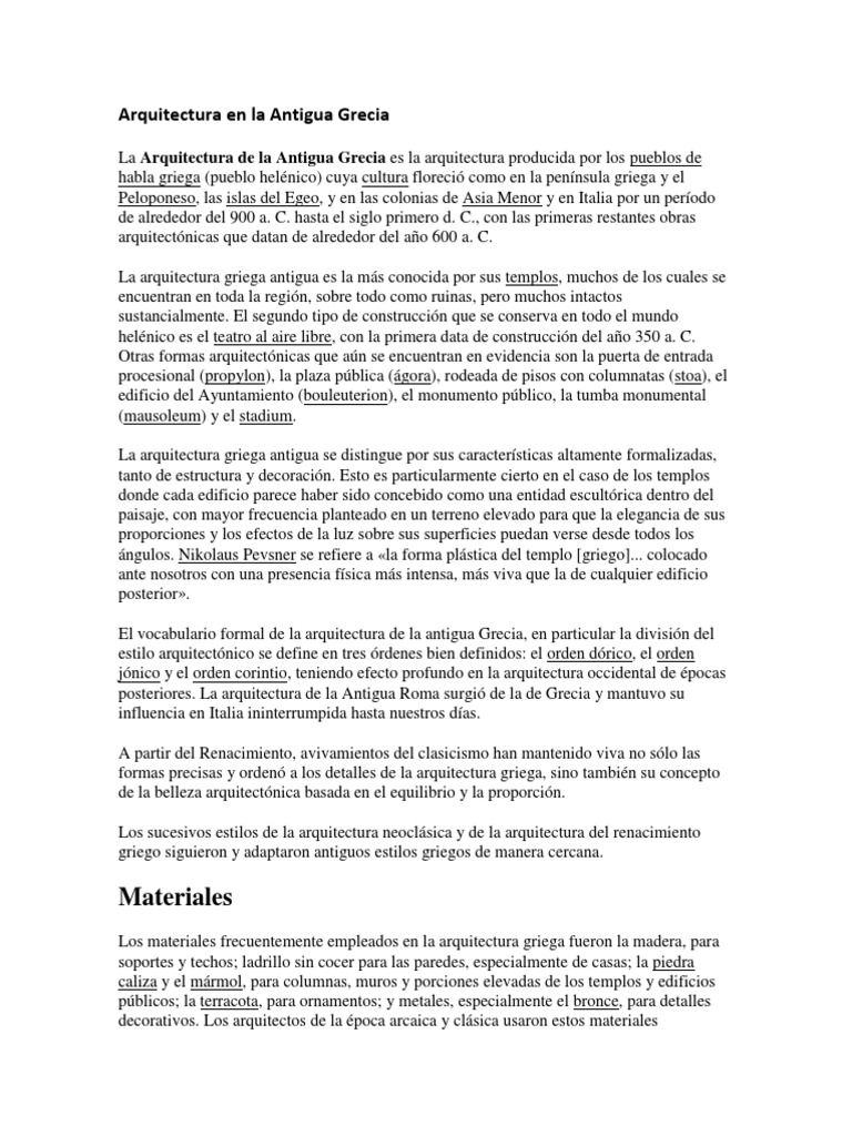 Arquitectura en La Antigua Grecia | Descargar gratis PDF | Diseño arquitectonico | Arquitectura