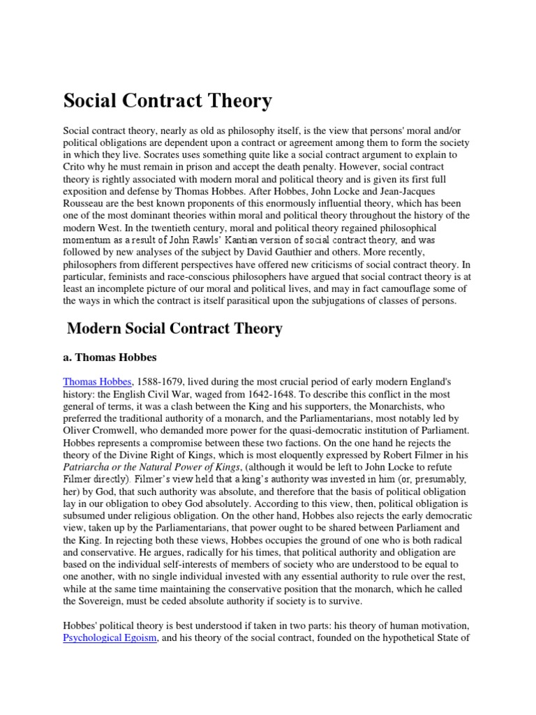 Modern Social Contract Theory | PDF | Social Contract | John Rawls