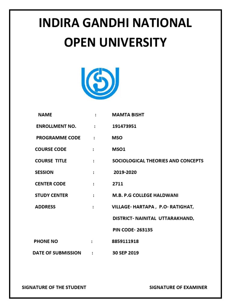 Assignment Front Page