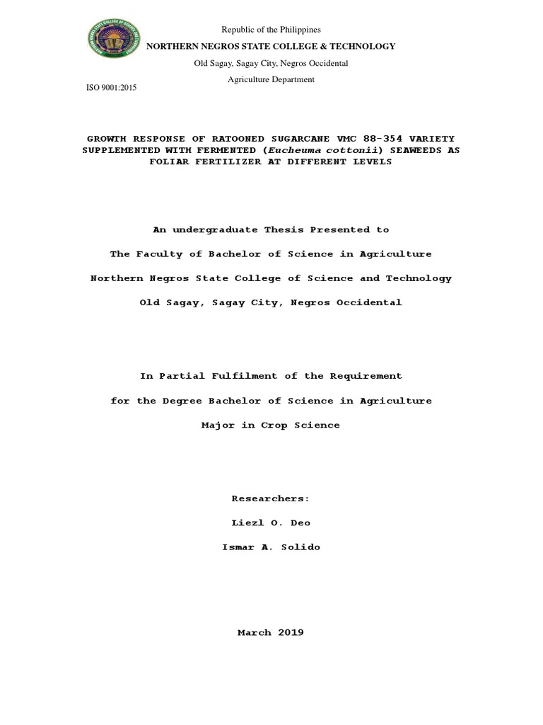 Northern Negros State College & Technology: Republic of The Philippines ...