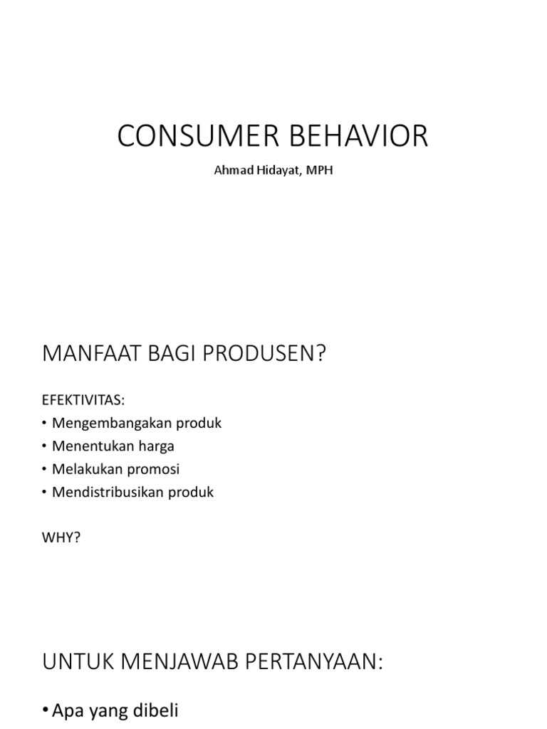 Consumer Behavior: Ahmad Hidayat, MPH | PDF | Consumer Behaviour | Behavior