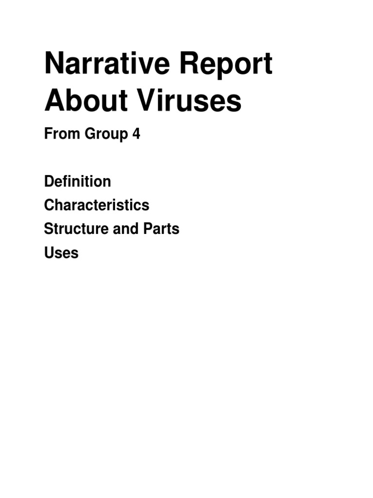 Narrative Report About Viruses: From Group 4 | PDF | Virus | Infection