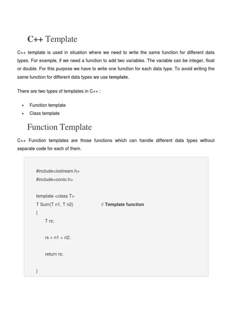 Templates in C++ | PDF | Subroutine | C++