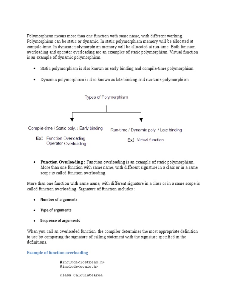 Polymorphism Means More Than One Function With Same Name | PDF | Method (Computer Programming ...