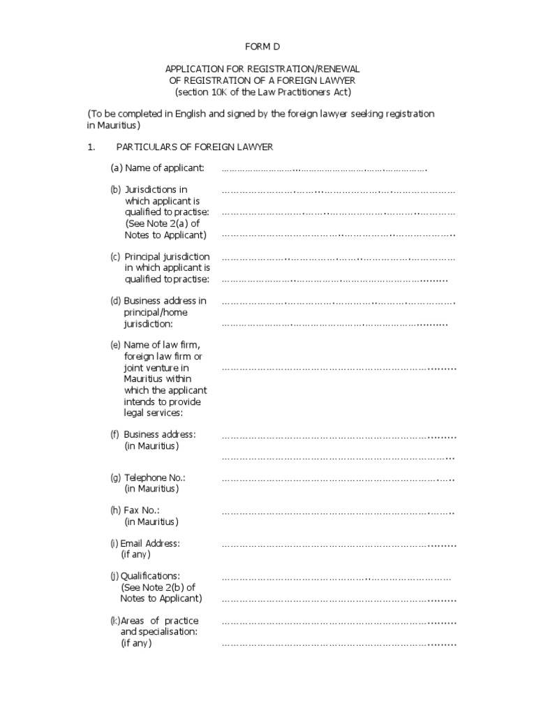 Application For Registration/renewal of Registration of A Foreign ...
