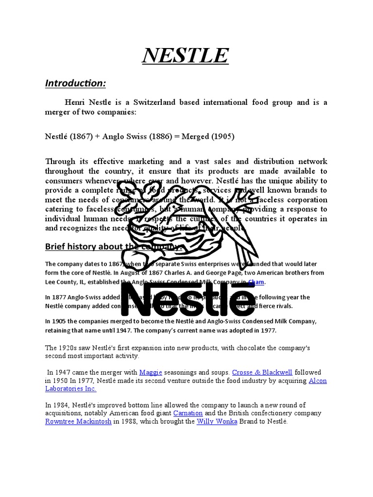 Nestle: Brief History About The Company | PDF | Nestlé | Brand