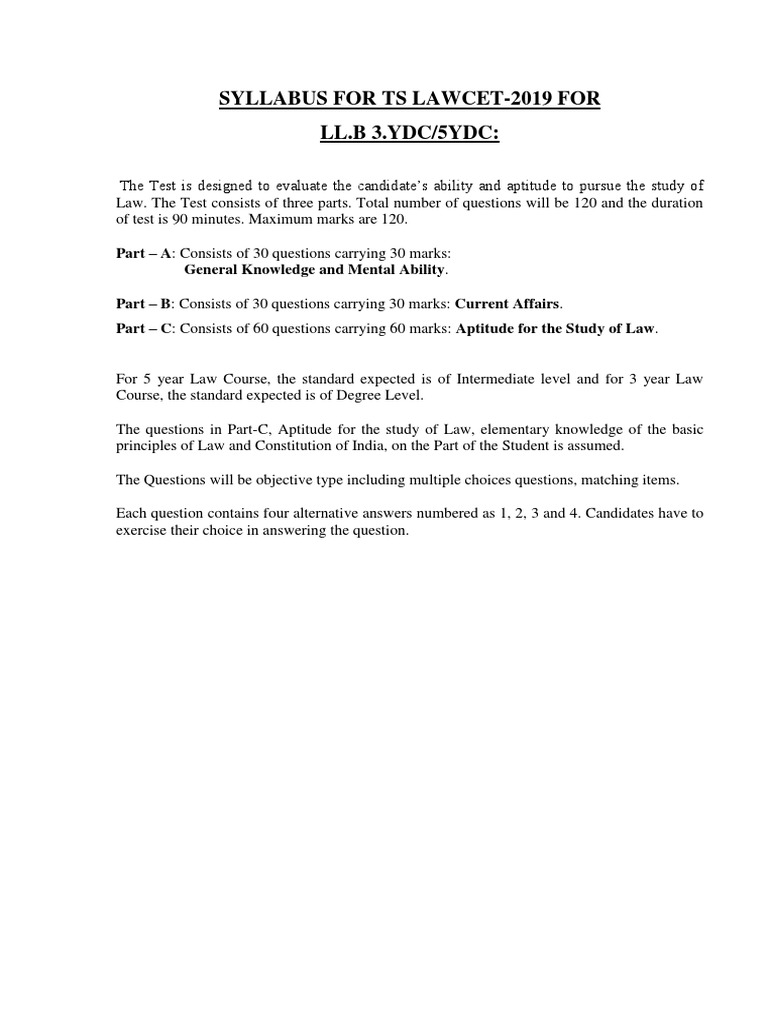 TS LAWCET 2019 Exam Guide | PDF