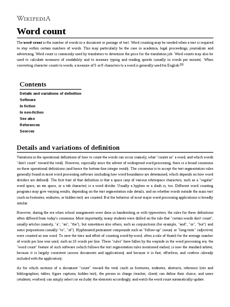 Word Count | PDF | Writing | Communication