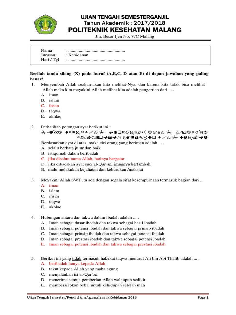 Soal Lat Uts 2017 | PDF