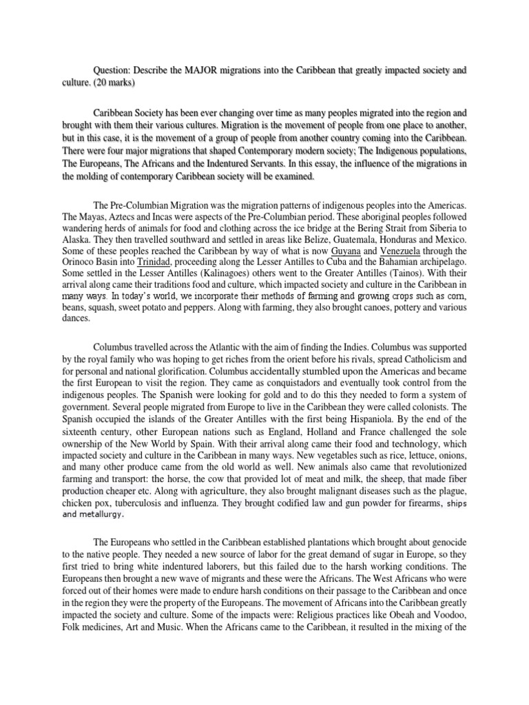 Caribbean Studies Essay | PDF | Caribbean | Indigenous Peoples Of The ...