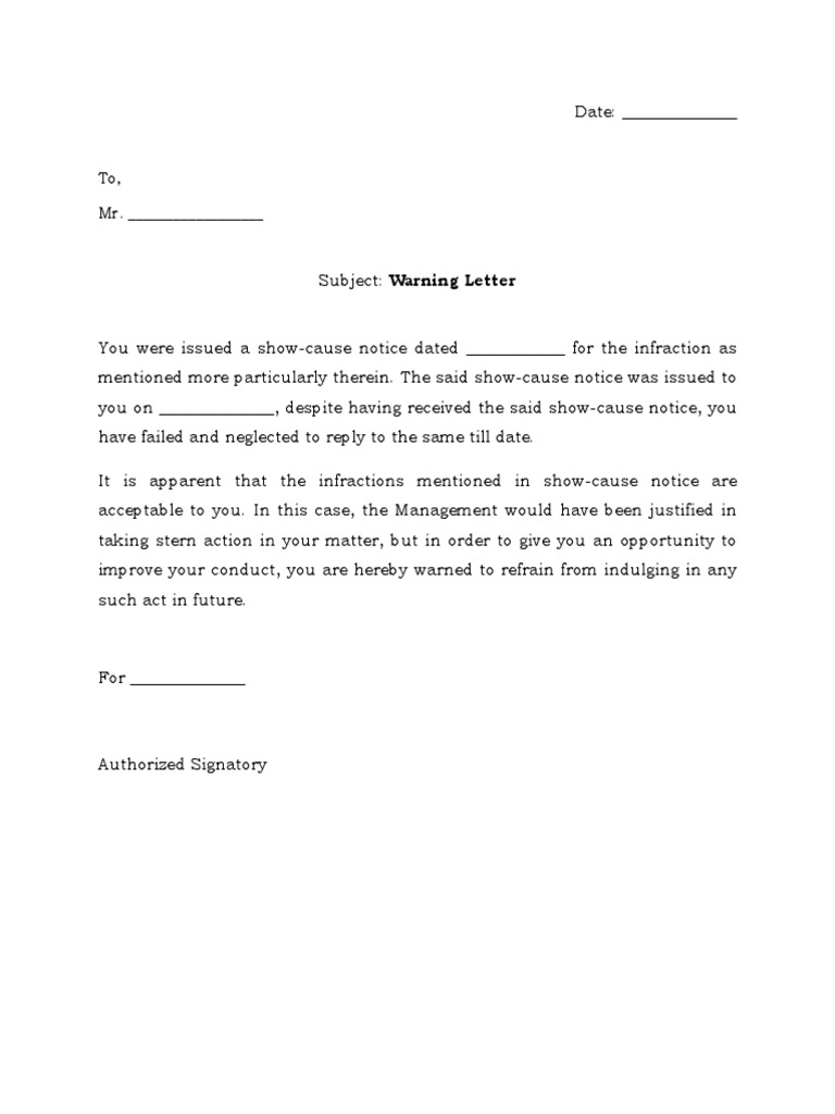 Employee Warning Letter for Infraction | PDF | Law
