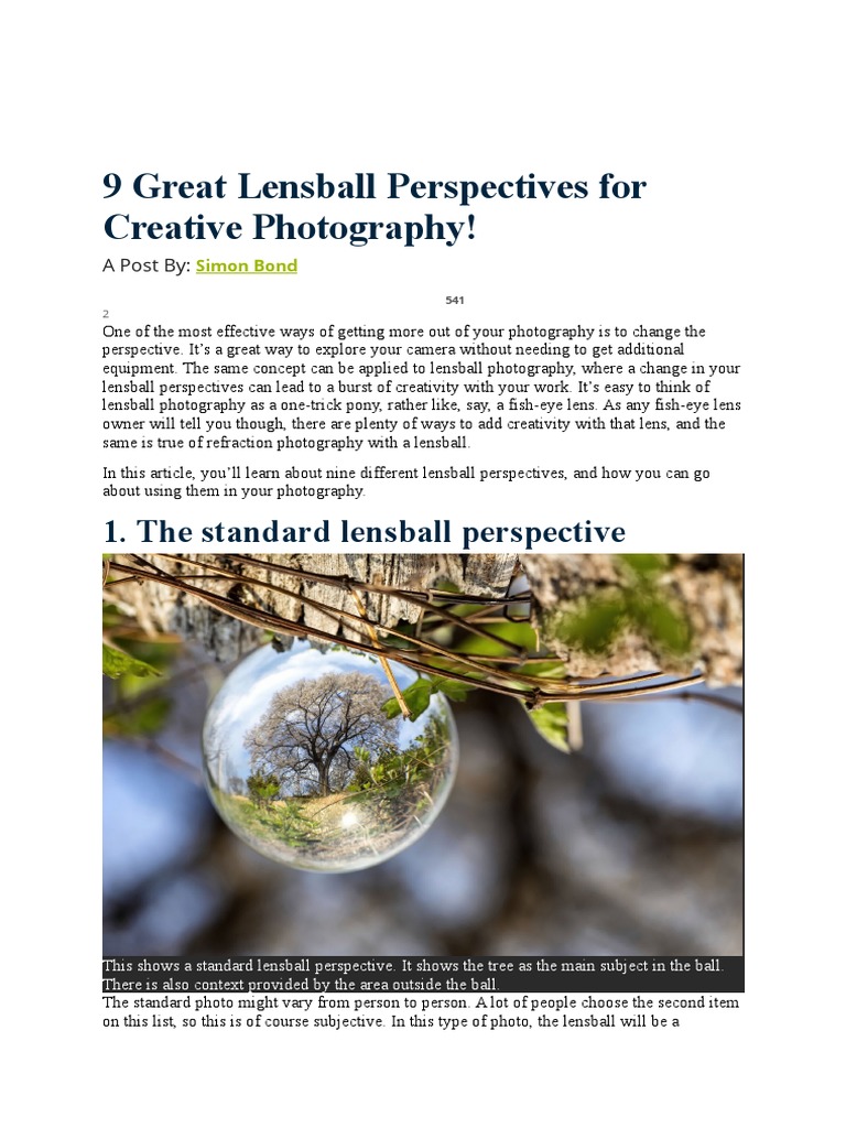9 Great Lensball Perspectives For Creative Photography | PDF | Portrait ...