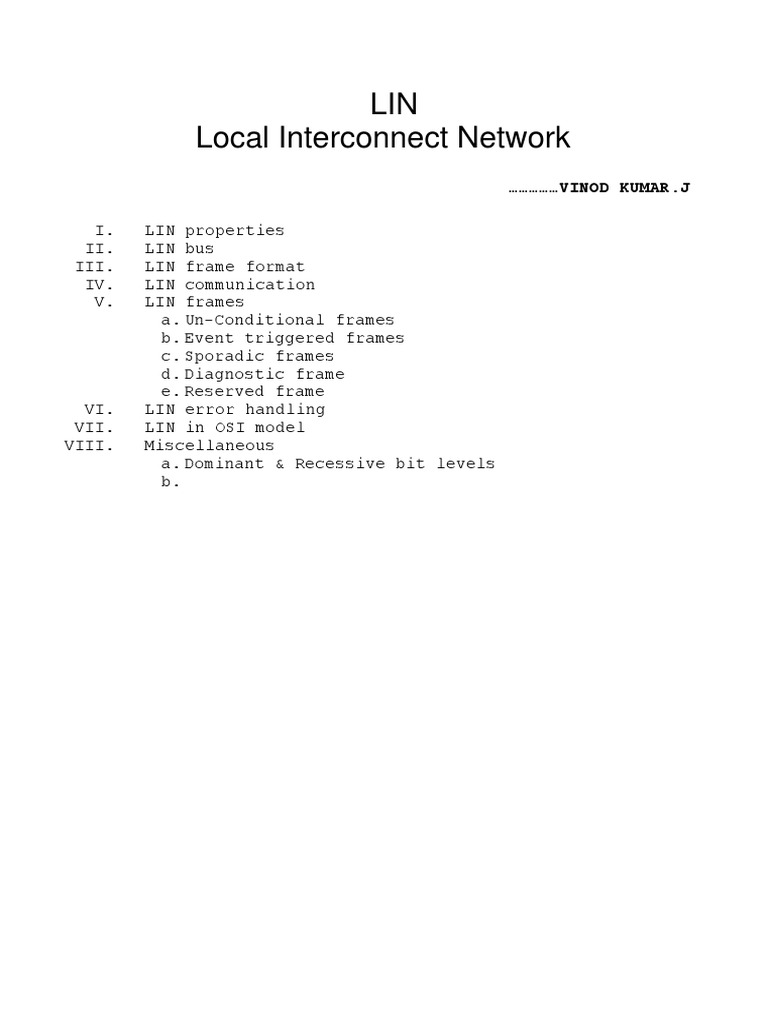 LIN Local Interconnect Network | Download Free PDF | Network ...