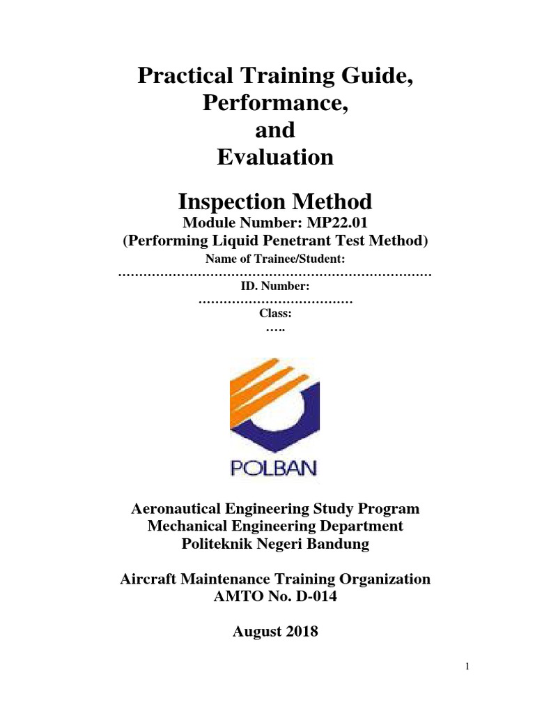 Practical Training Guide, Performance, and Evaluation: Inspection ...