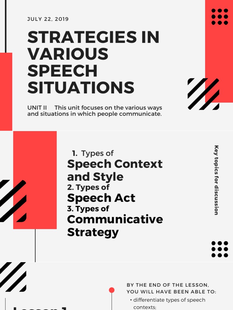 Strategies in Various Speech Situation | PDF | Interpersonal ...