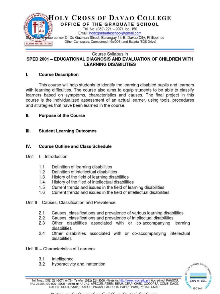 H C D C: OLY Ross of Avao Ollege | PDF | Learning Disability ...