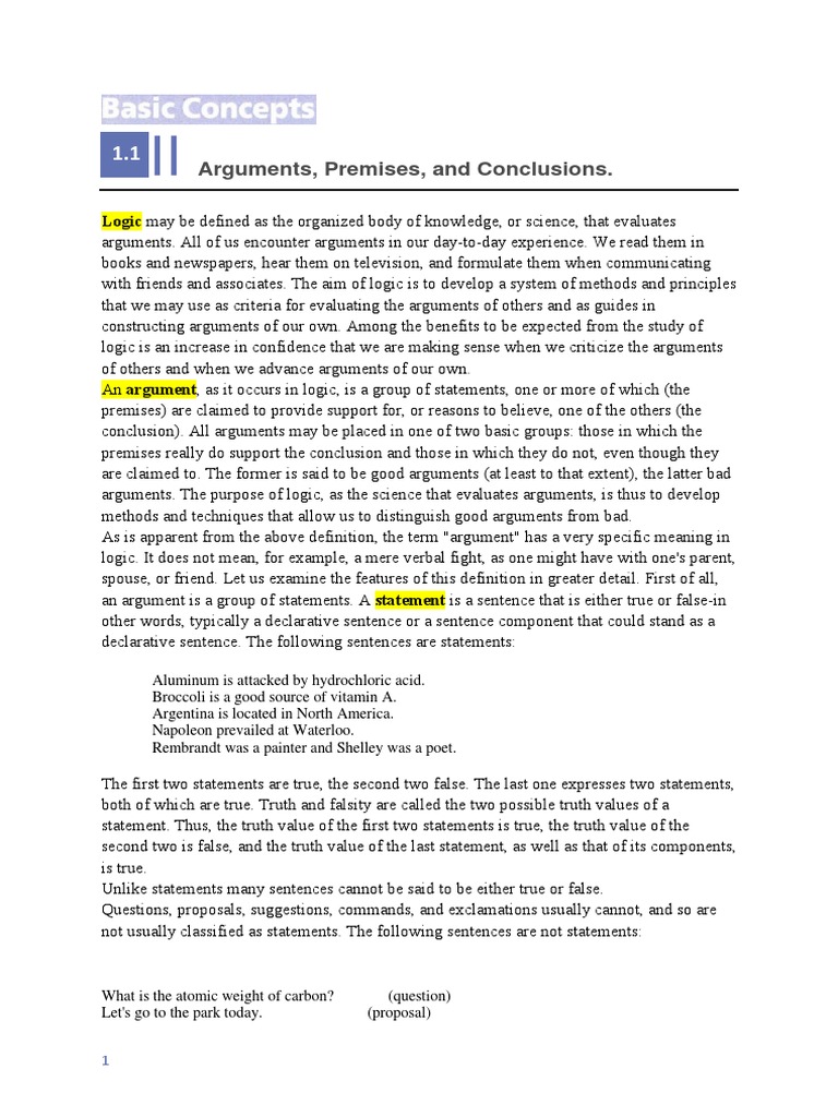 Arguments, Premises, and Conclusions.: Logic | PDF | Logical Consequence | Argument