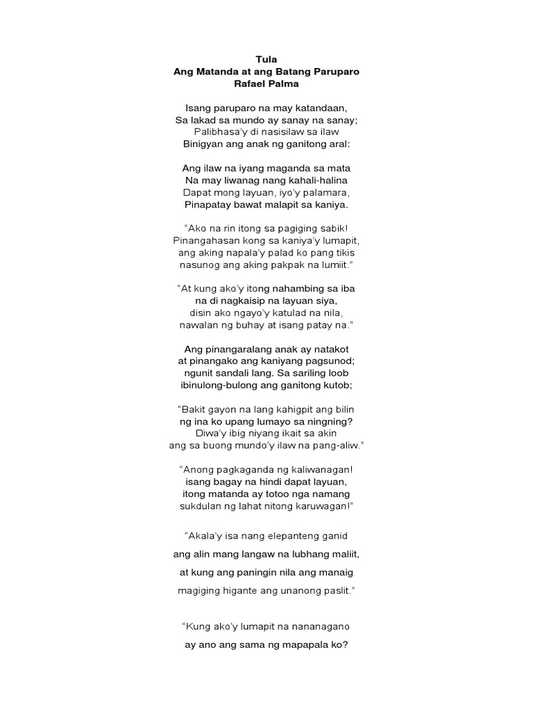 Pagsusuri (Ang Matanda at Ang Batang Paruparo | PDF