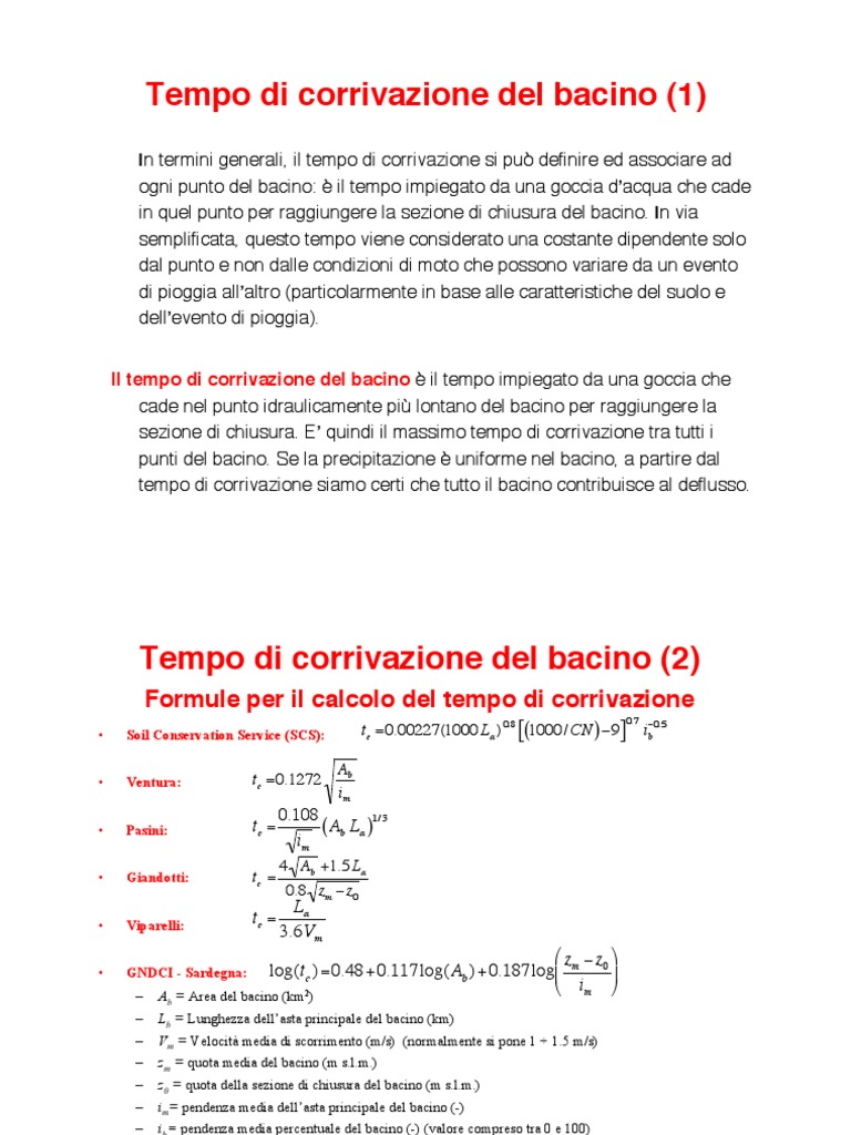 Tempo Corrivazione | PDF