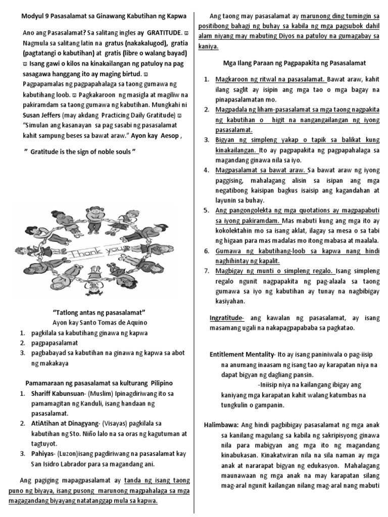 Module 9 Handouts ESP 8 | PDF