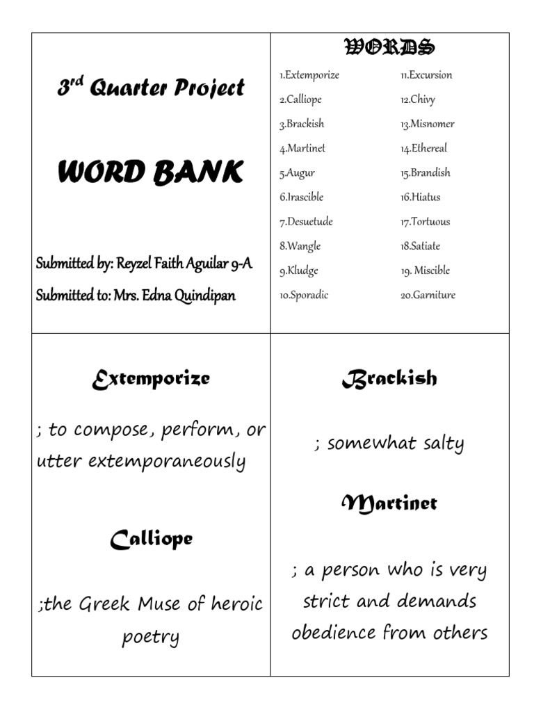 3rd Quarter Project | PDF