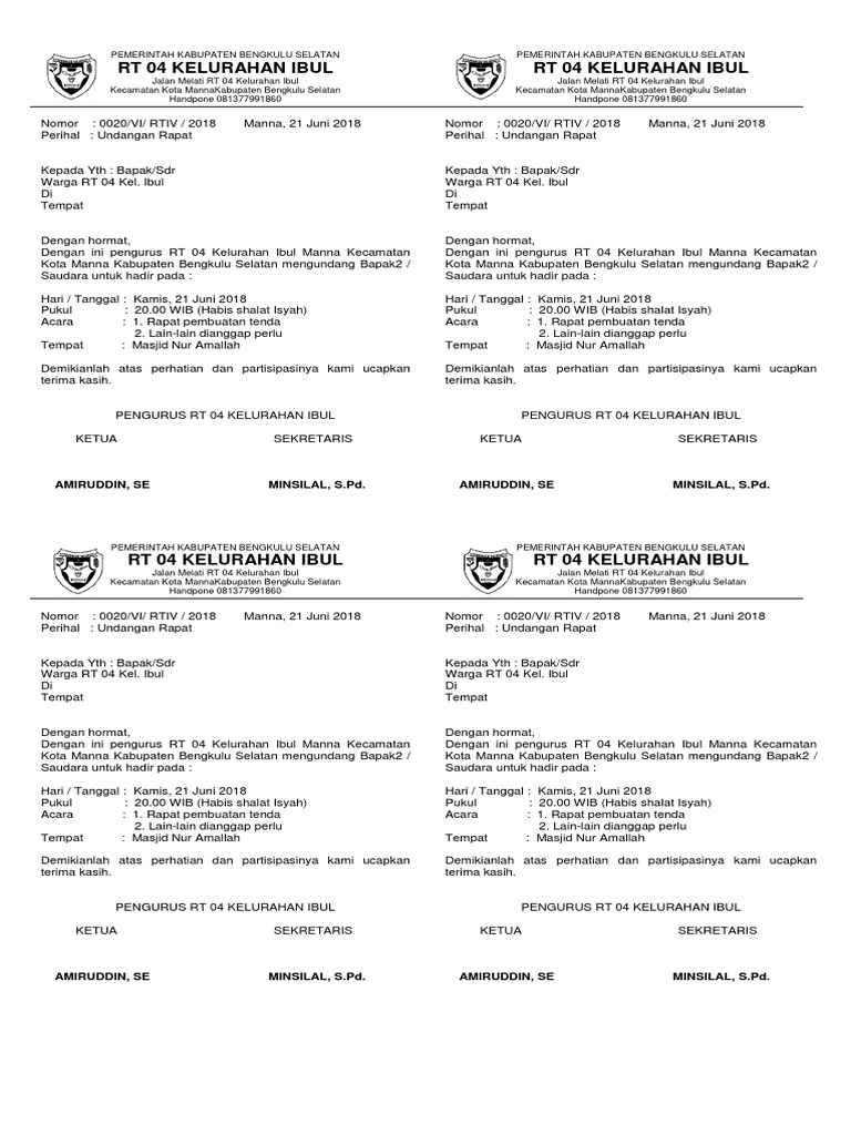 Undangan RT | PDF
