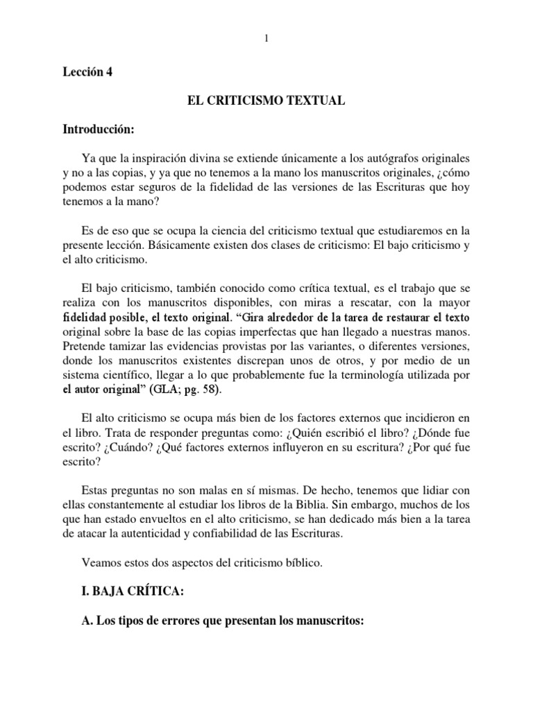 Lección 4. La Crítica Textual | PDF | Septuaginta | Biblia