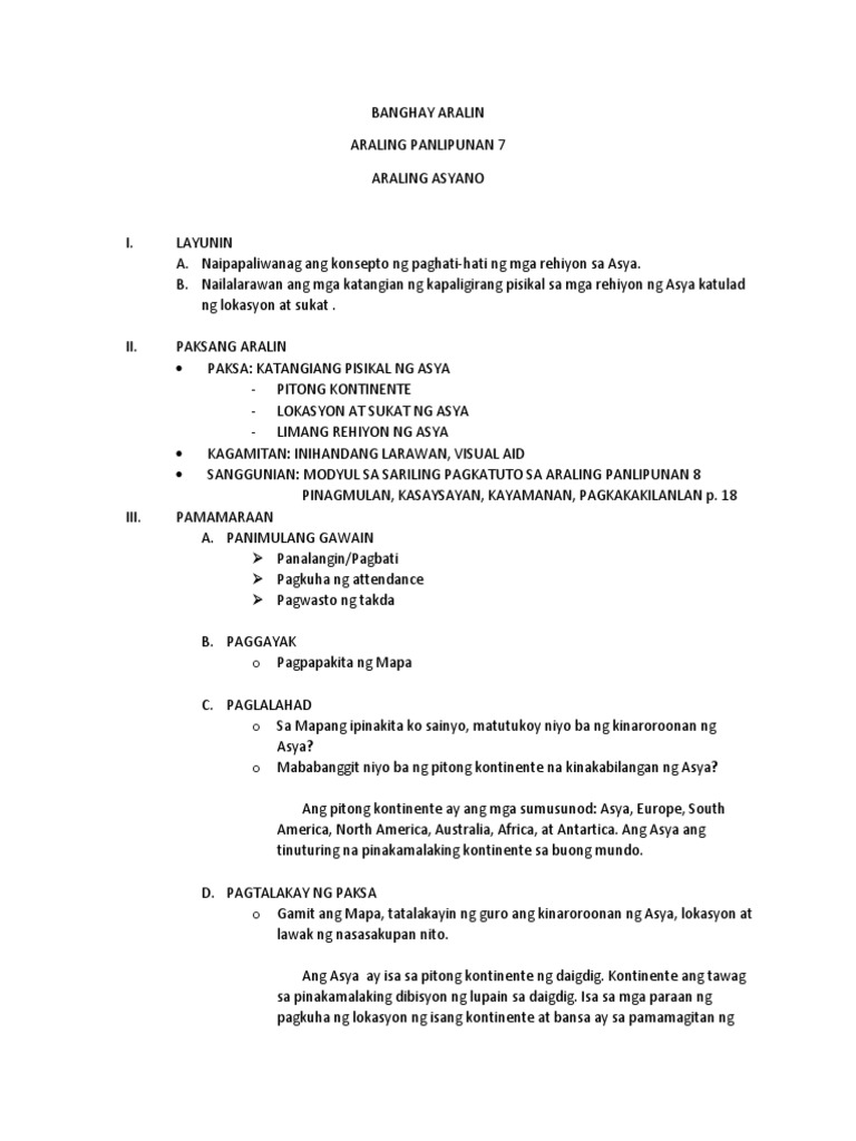 LP Grade 7 AP 1st Lesson | PDF