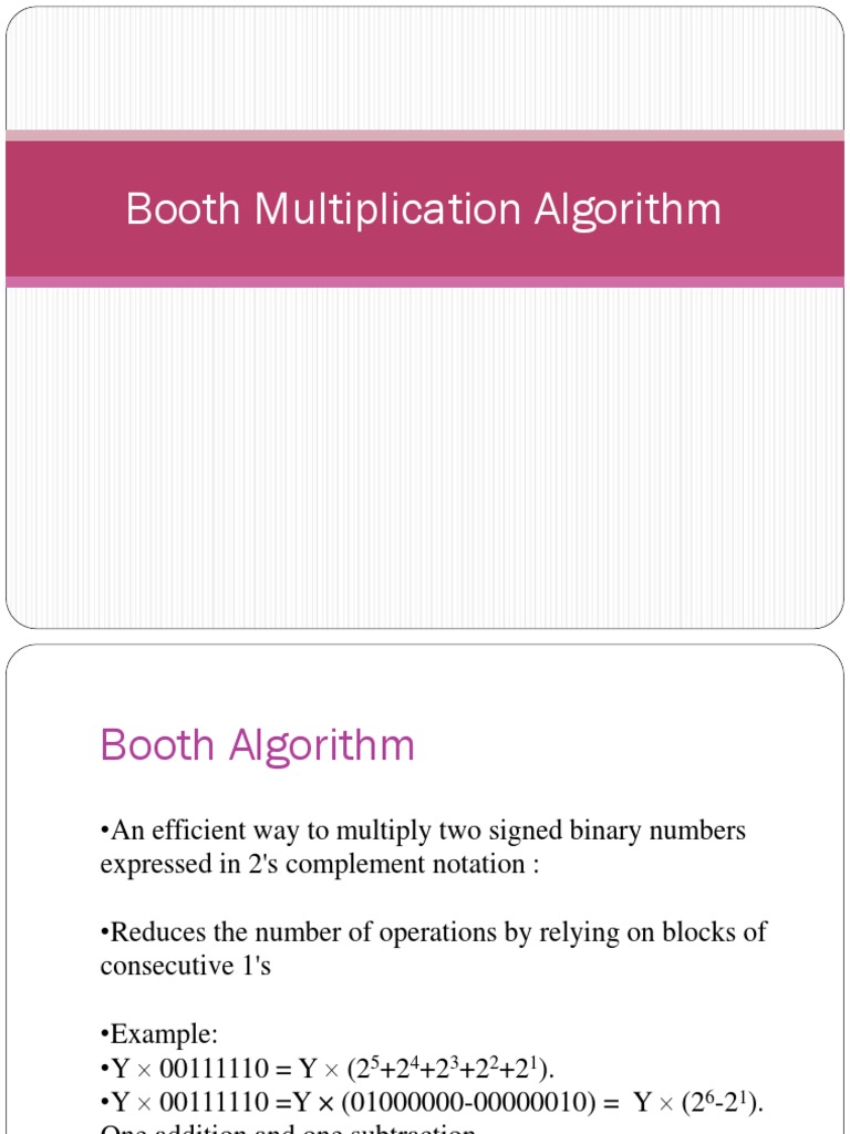 Booth's Algorithm | PDF | Multiplication | Discrete Mathematics