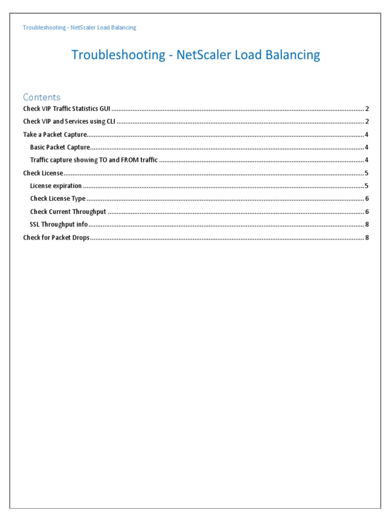 Troubleshooting - NetScaler Load Balancing & Packet Drop | PDF | Load Balancing (Computing ...