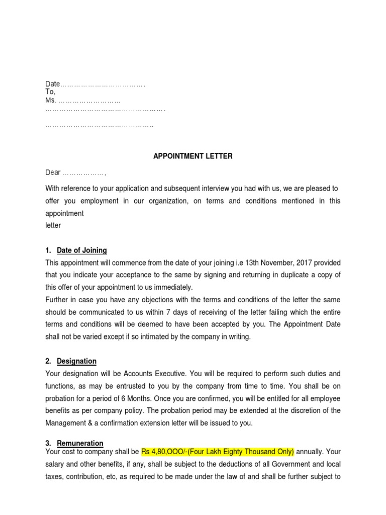 Government Job Appointment Letter | PDF | Employment | Government