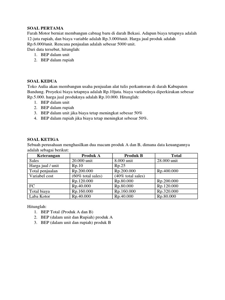 Latihan Soal Bep | PDF