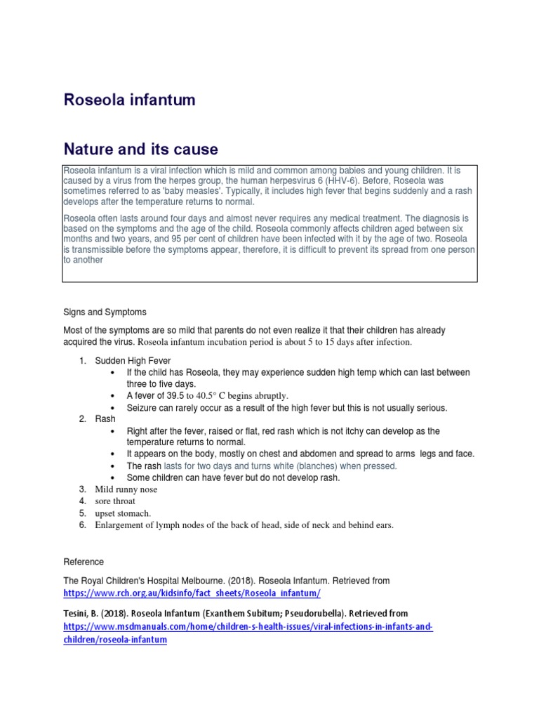 Roseola Infantum: Symptoms & Causes | PDF | Wellness