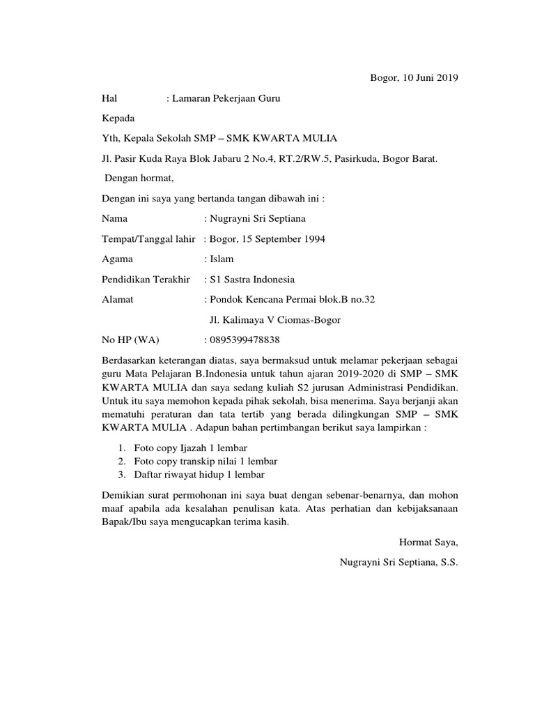 SMK-SMP Kwarta Mulia | PDF