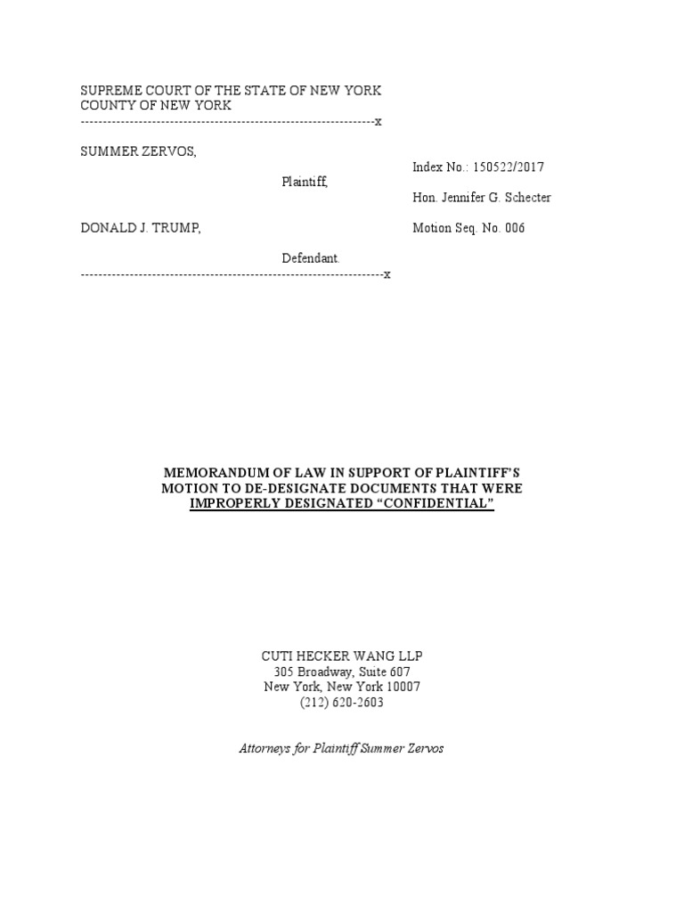 Unredacted Brief ISO Declassification Motion | PDF | Discovery (Law ...