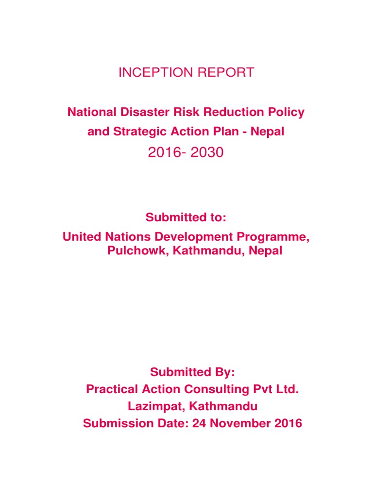 Inception Report | PDF | Disaster Risk Reduction | Risk Management