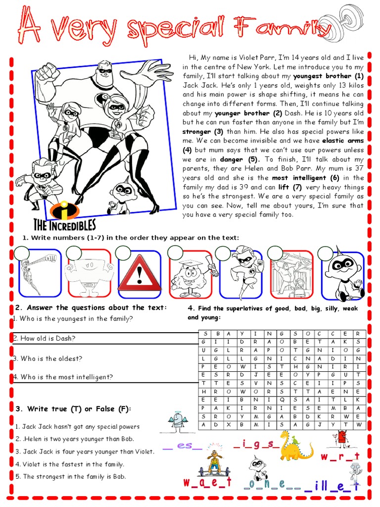 Reading The Incredibles Comparatives and Superlati Reading ...