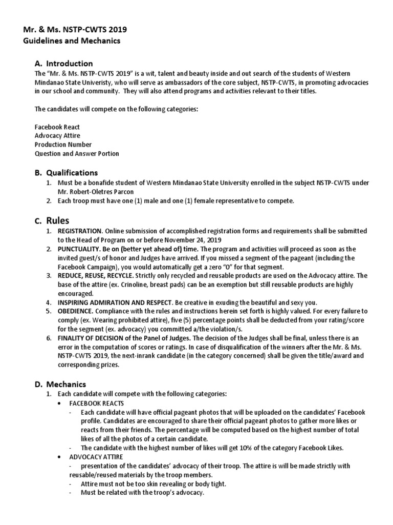 Mr. & Ms. NSTP-CWTS | PDF | Government | Business