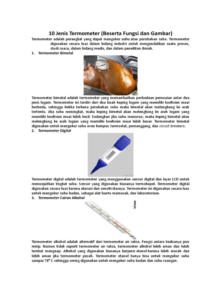 10 Jenis Termometer dan Fungsinya | PDF