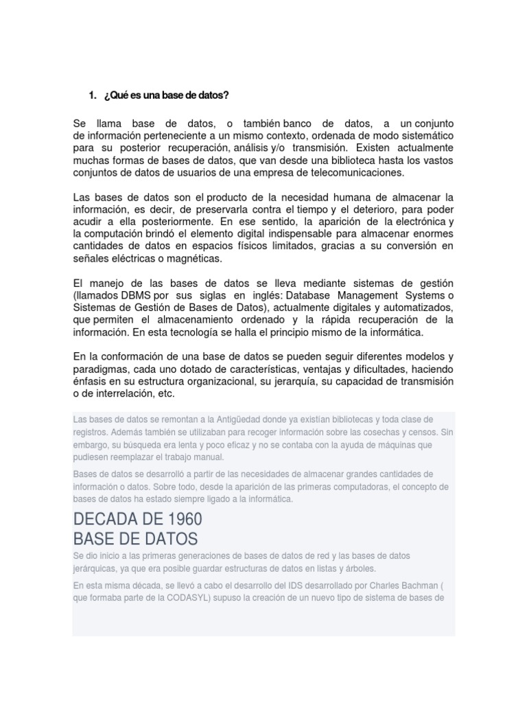 Qué Es Una Base de Datos | PDF | Bases de datos | Recuperación de ...