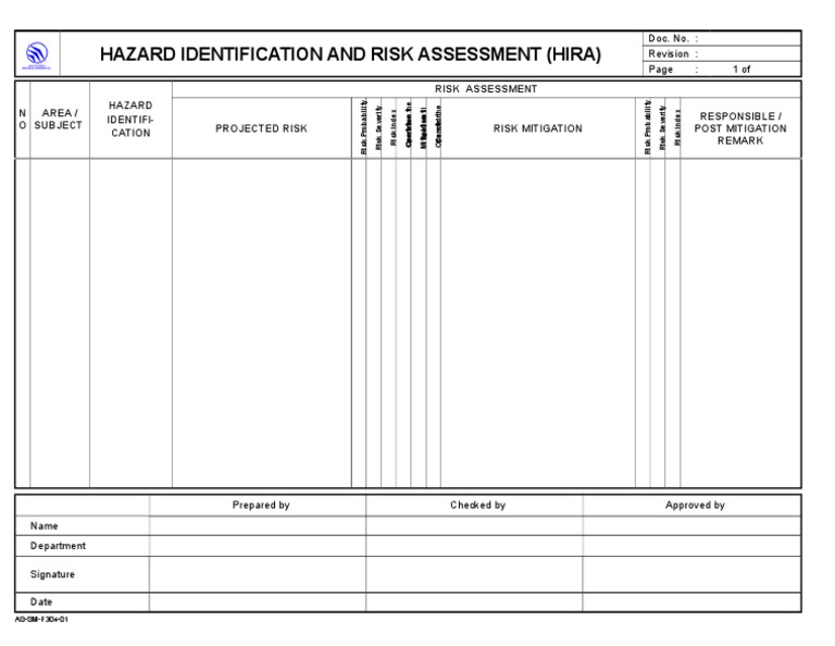 As SM F304 01 - Hira | Download Free PDF | Emergency Management | Safety