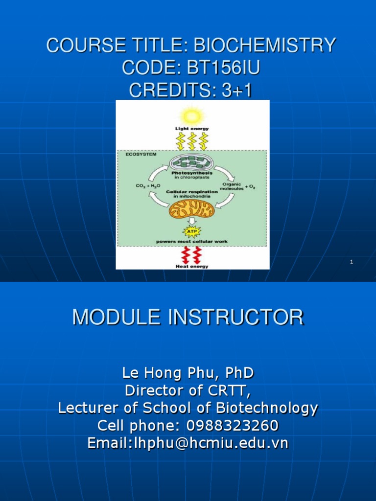 Course Title: Biochemistry Code: Bt156Iu CREDITS: 3+1 | Download Free ...