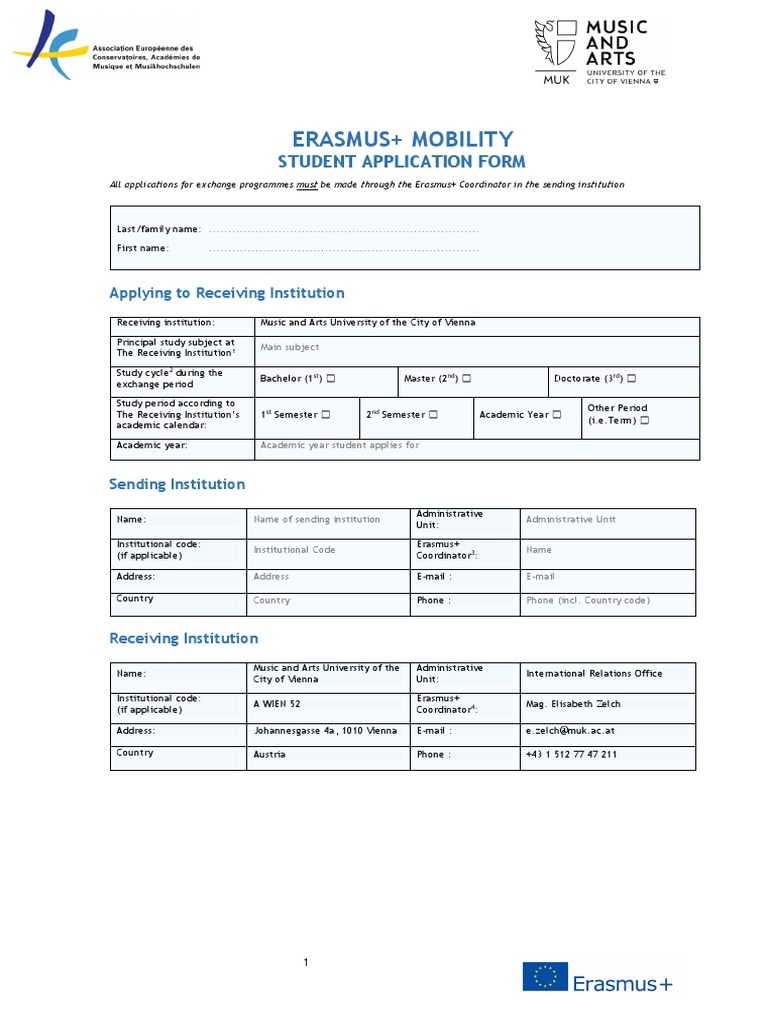Erasmus Application Form Incomings | PDF | Learning | Academia