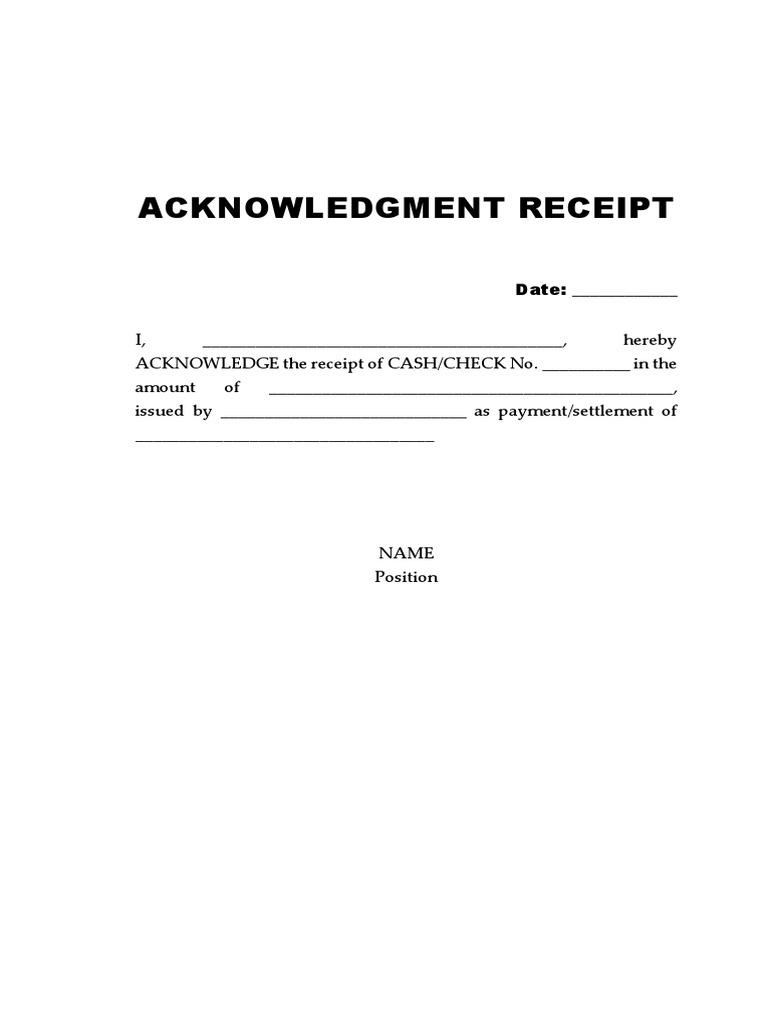 Acknowledgment Receipt Template | PDF