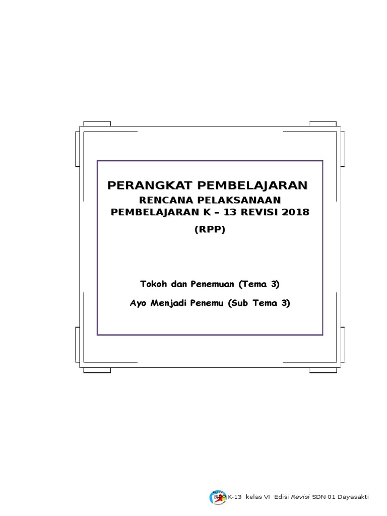 RPP k6 Tema 3 ST 3 Rev. 2018 | PDF