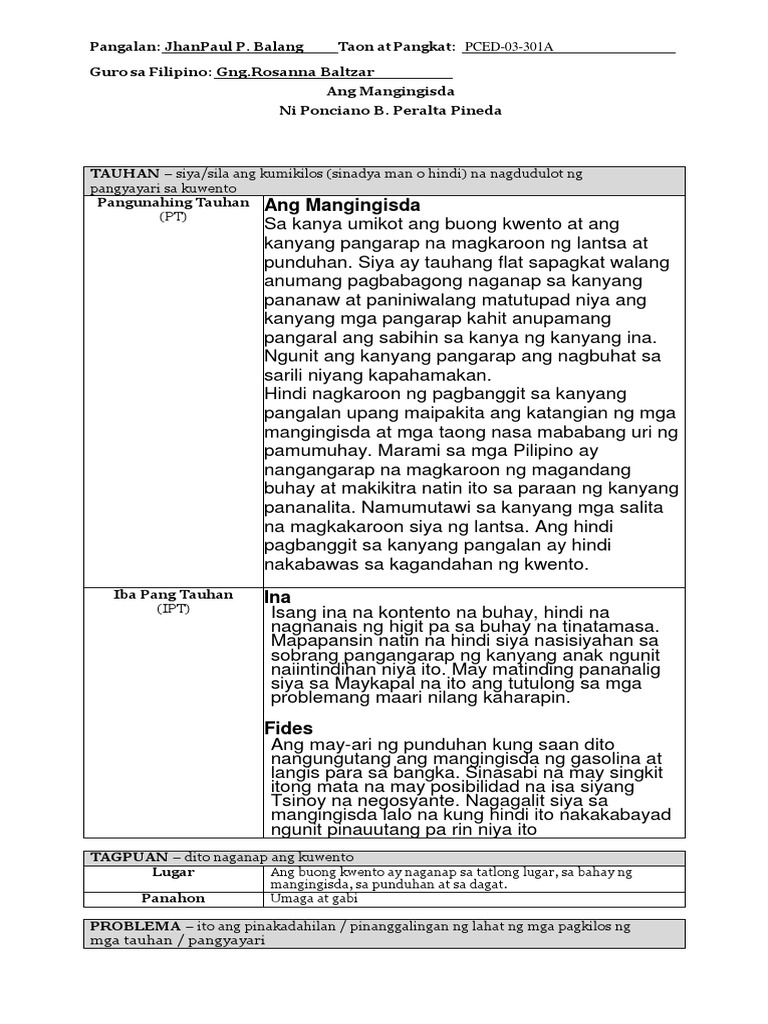 Pagsusuri NG Maikling Kwento | PDF