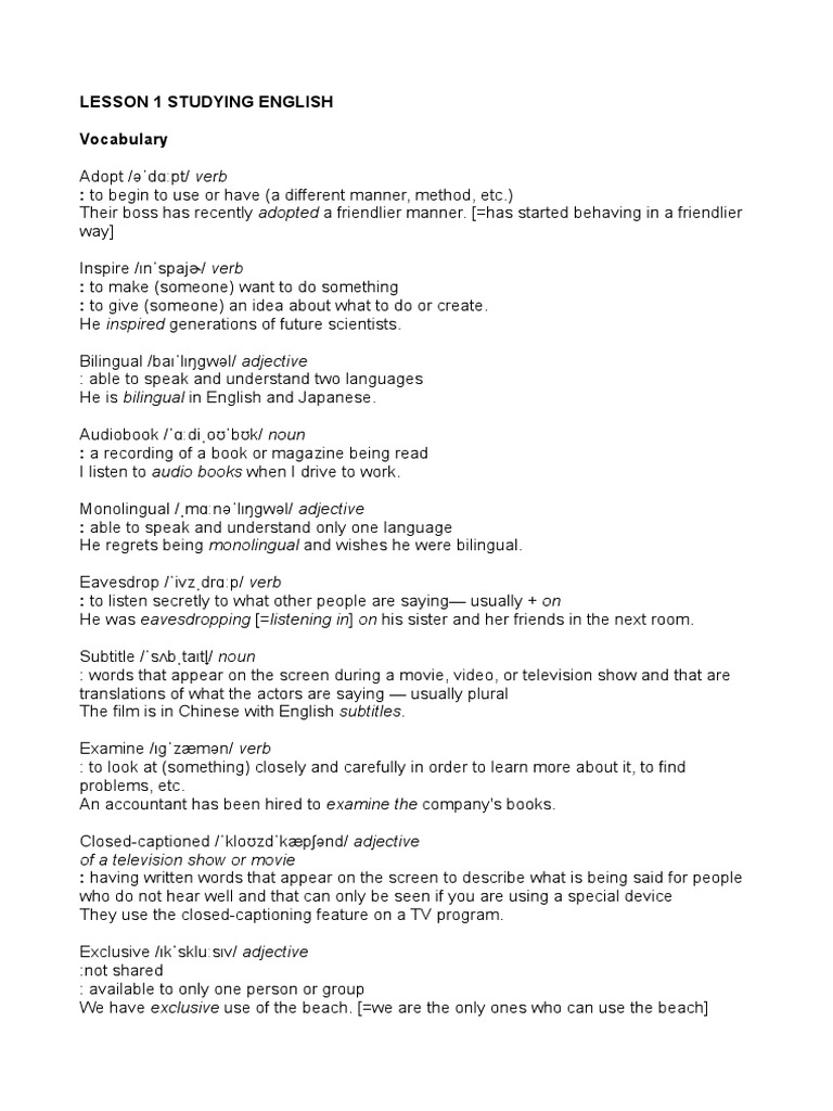 Lesson 1 Studying English | PDF | English Language | Multilingualism