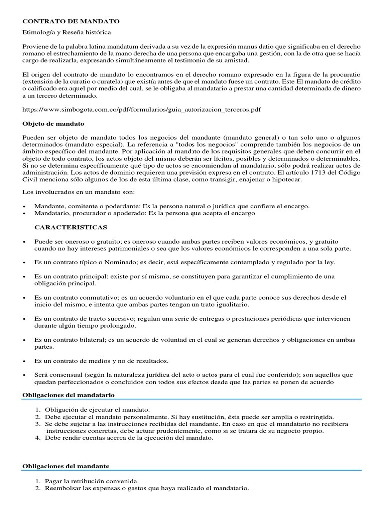 Contrato de Mandato | PDF | Conceptos legales | Virtud