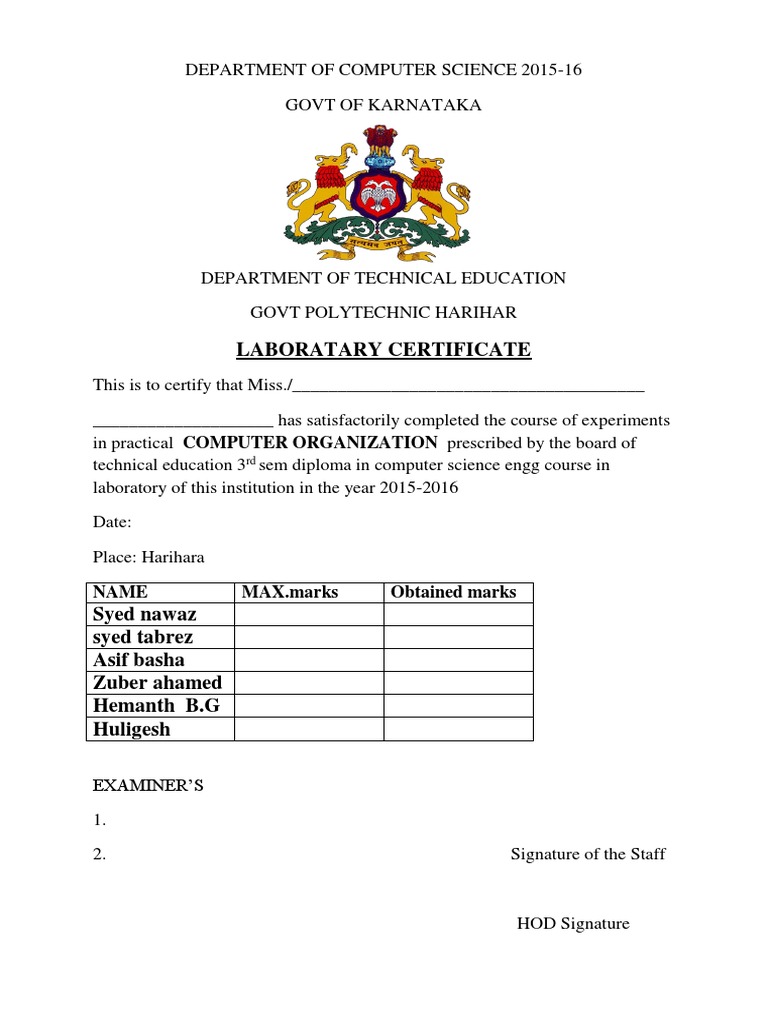 Laboratory Certificate | PDF