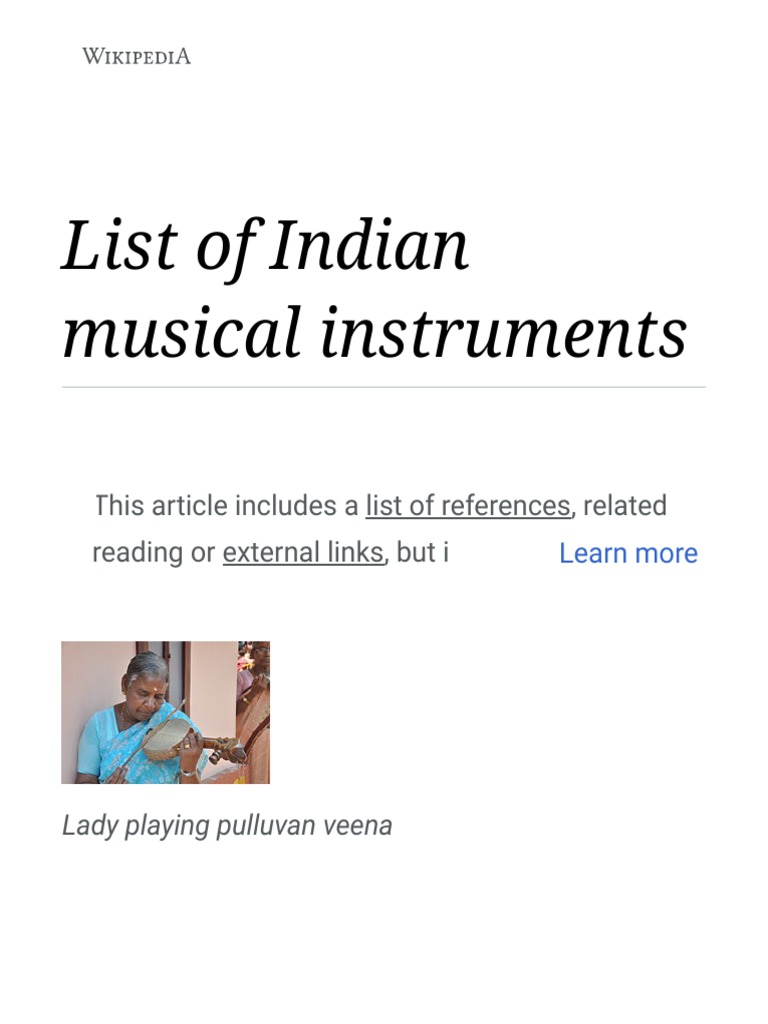 List of Indian Musical Instruments - Wikipedia | PDF | Musical ...